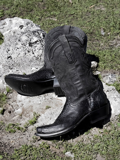 black python cowboy boots
