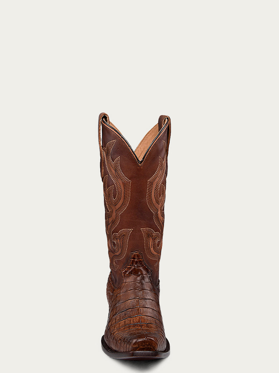 A4552 - MEN'S EMBROIDERY HONEY BROWN CAIMAN NARROW SQUARE TOE COWBOY B ...