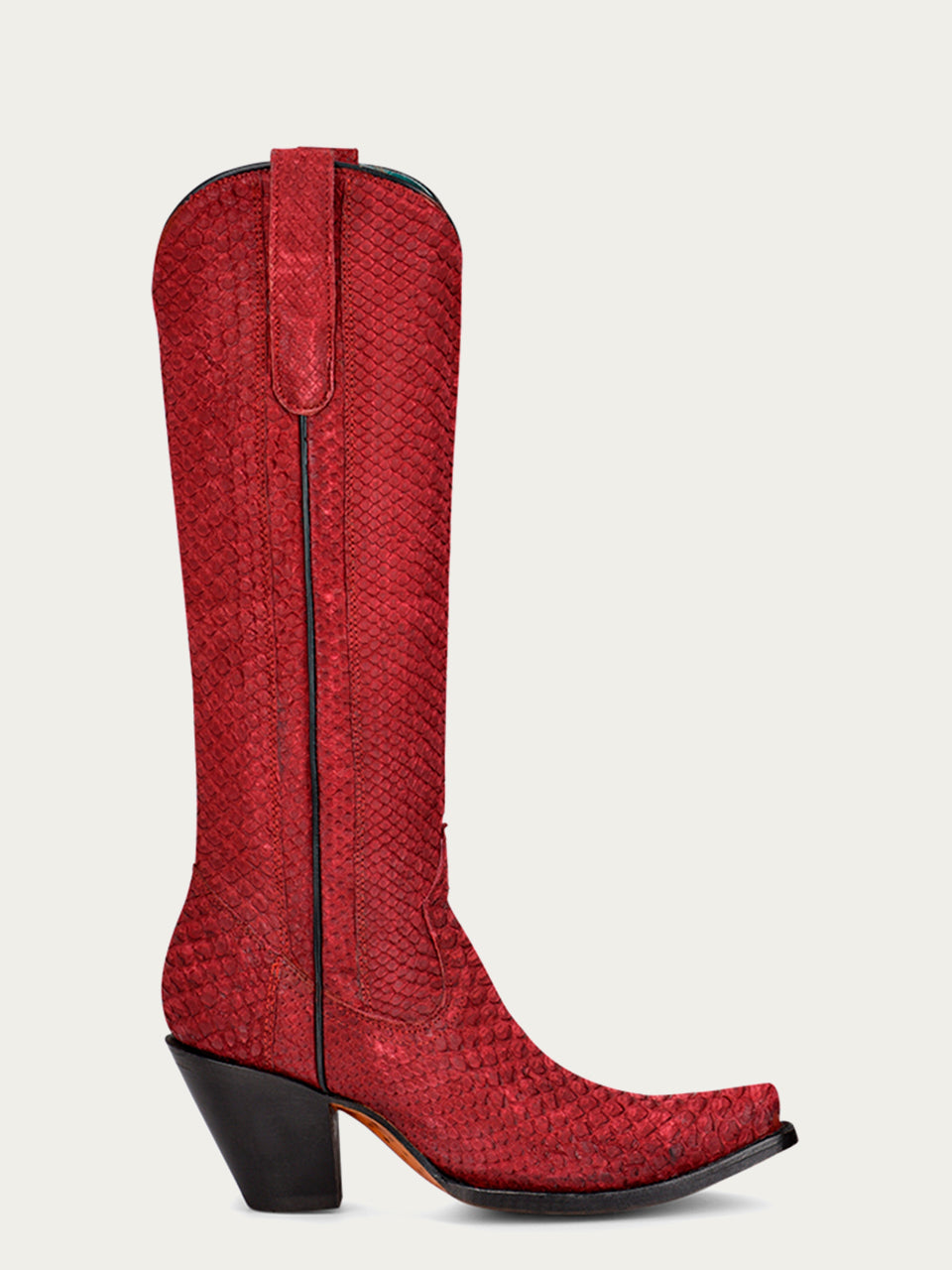 A4194 - WOMEN'S GENUINE RED FULL PYTHON SNIP TOE TALL TOP COWBOY BOOT ...