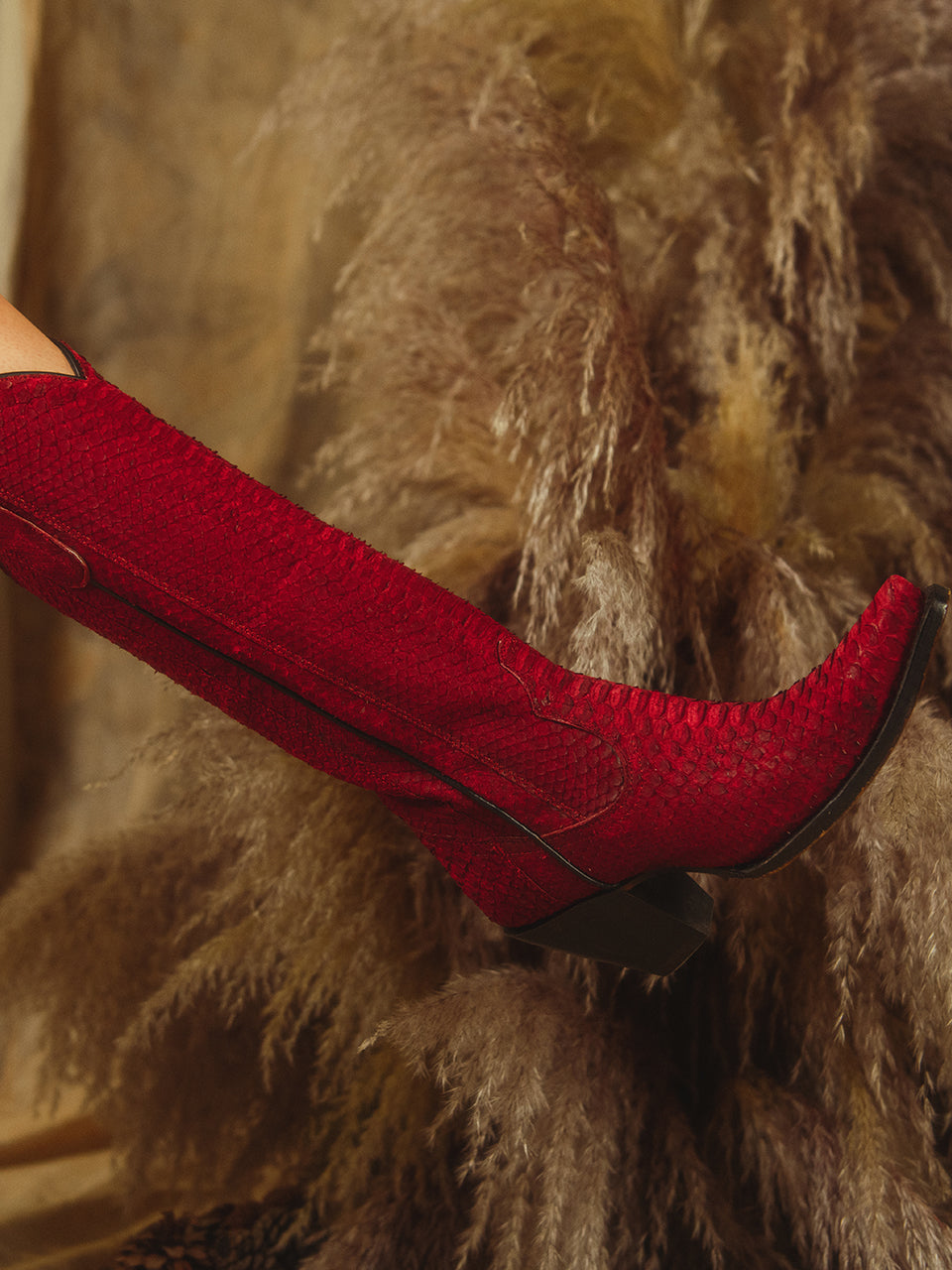 A4194 - WOMEN'S GENUINE RED FULL PYTHON SNIP TOE TALL TOP COWBOY BOOT ...